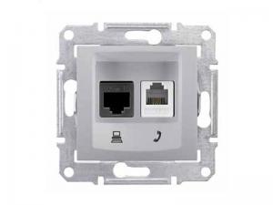 Sedna SDN5100160 RJ11+RJ45 TEL+UTP CAT5 aljzat aluminium - Villamossági ...